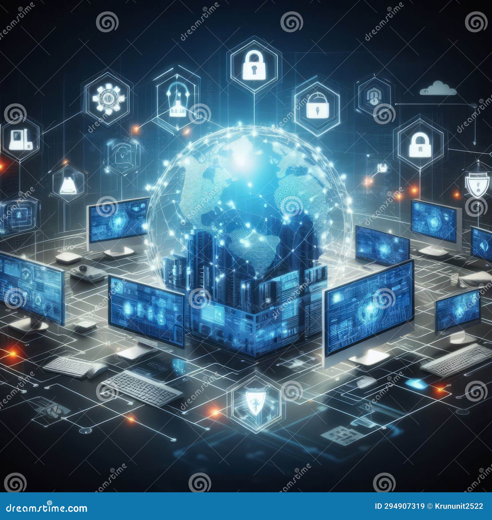 Network Security System Computer, Network Internet Safety Stock ...