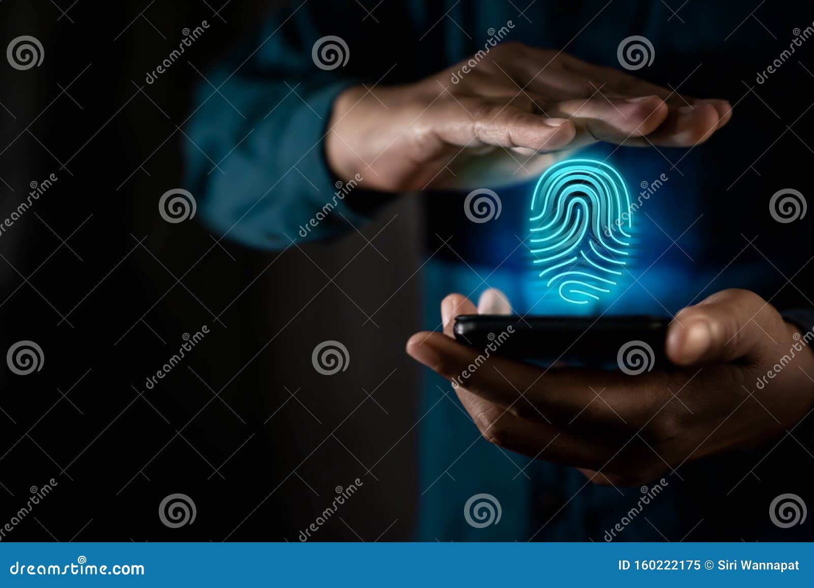 Network Security System Concept, Fingerprint Inside the Protected Hand ...