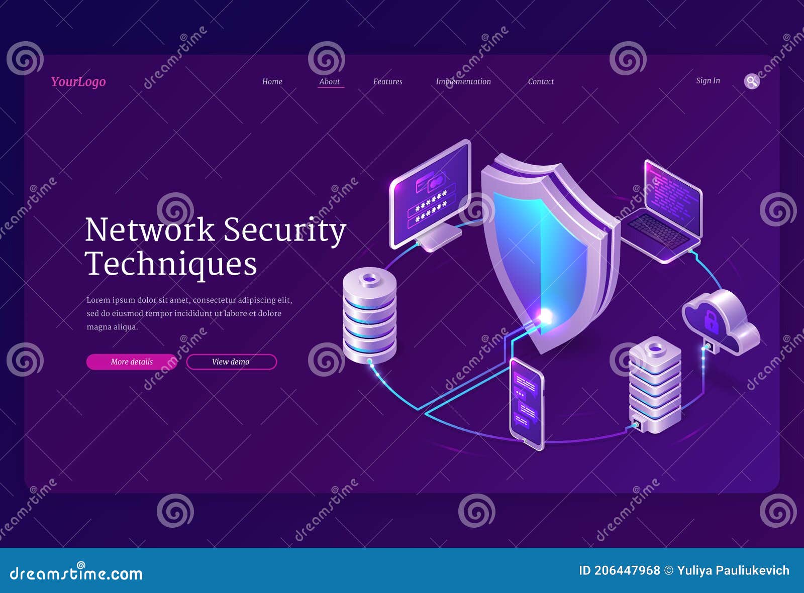 Network Security Techniques Banner Stock Vector - Illustration of gdpr ...