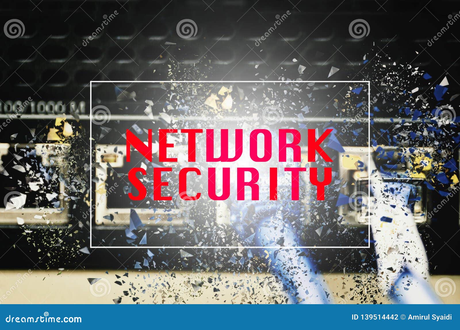 NETWORK SECURITY Word Over Abstract Shattered Effect Background Stock ...