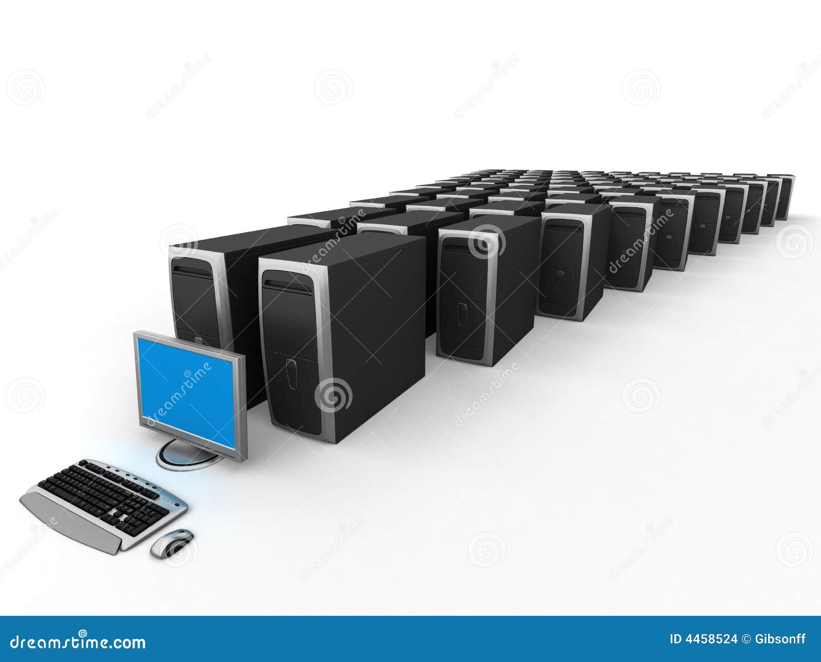 Network Server Room With Fiber Optic Cables Connected To Switch ...