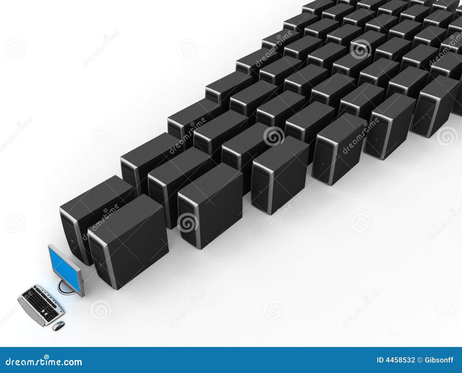 Network Server Room With Fiber Optic Cables Connected To Switch ...