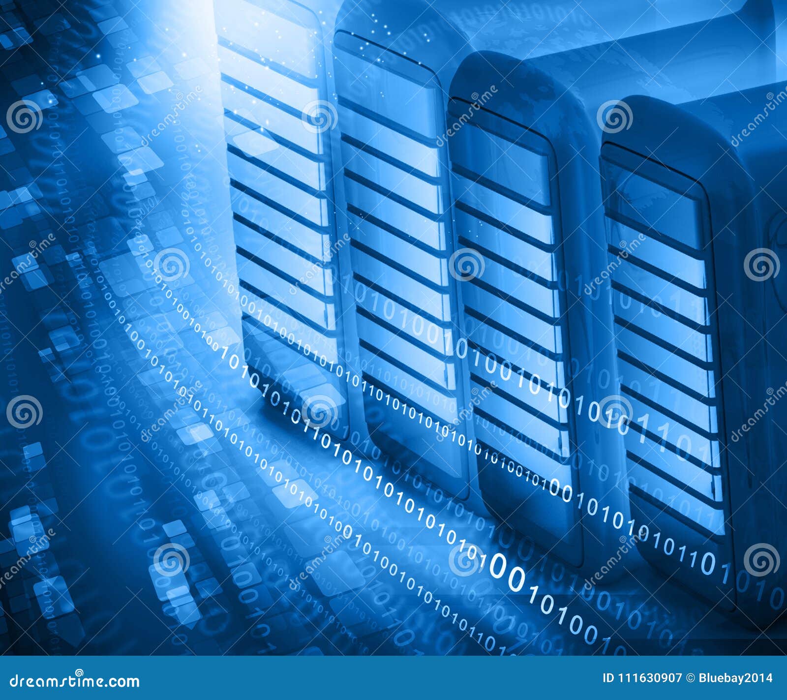 Network Server with Binary Stream Stock Illustration - Illustration of ...