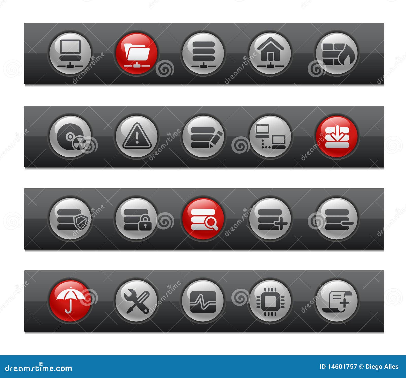 Network & Server // Button Bar Series Stock Vector - Illustration of ...