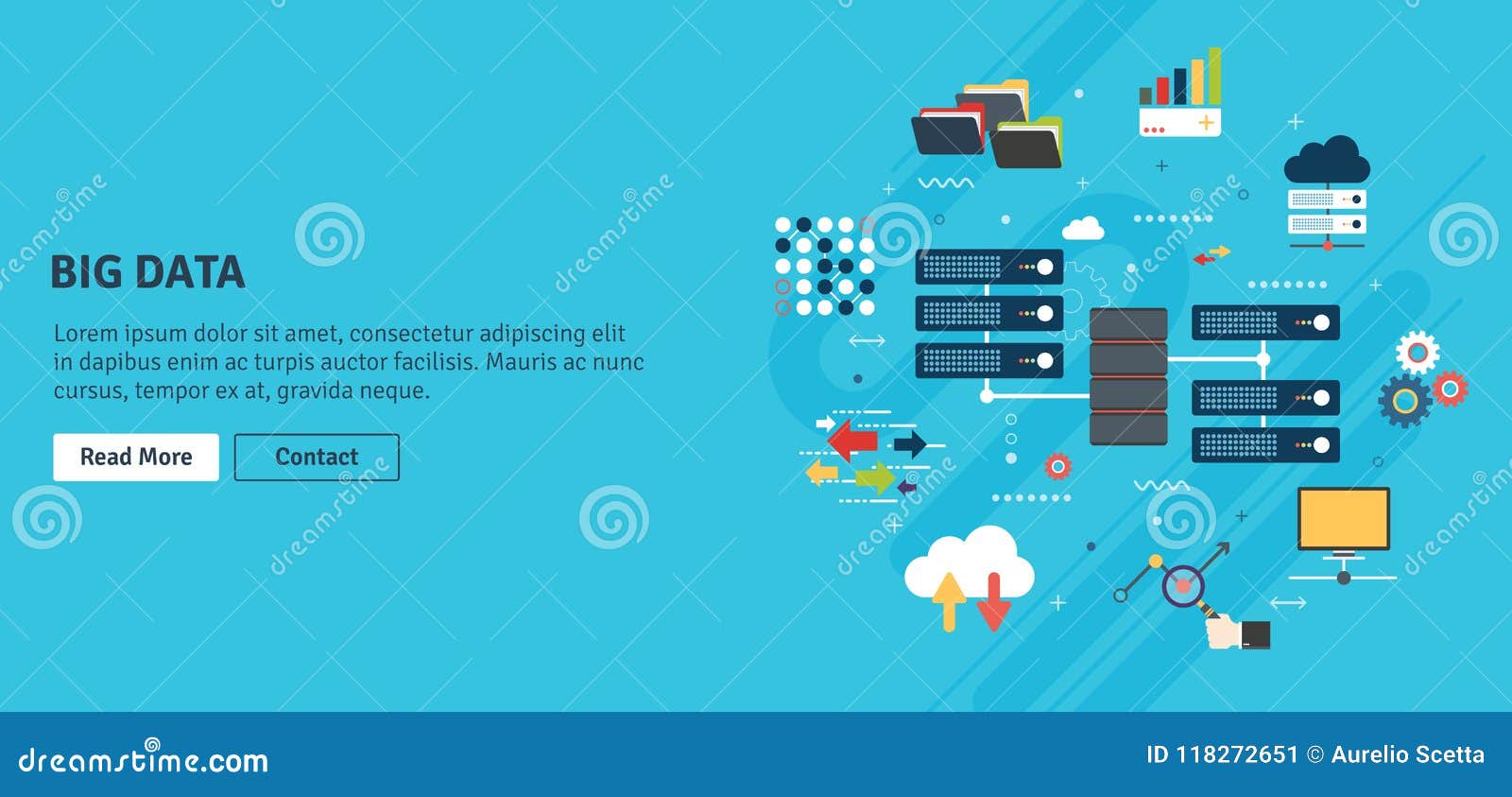Big Data and Cloud Computing Banner with Icons. Stock Vector ...