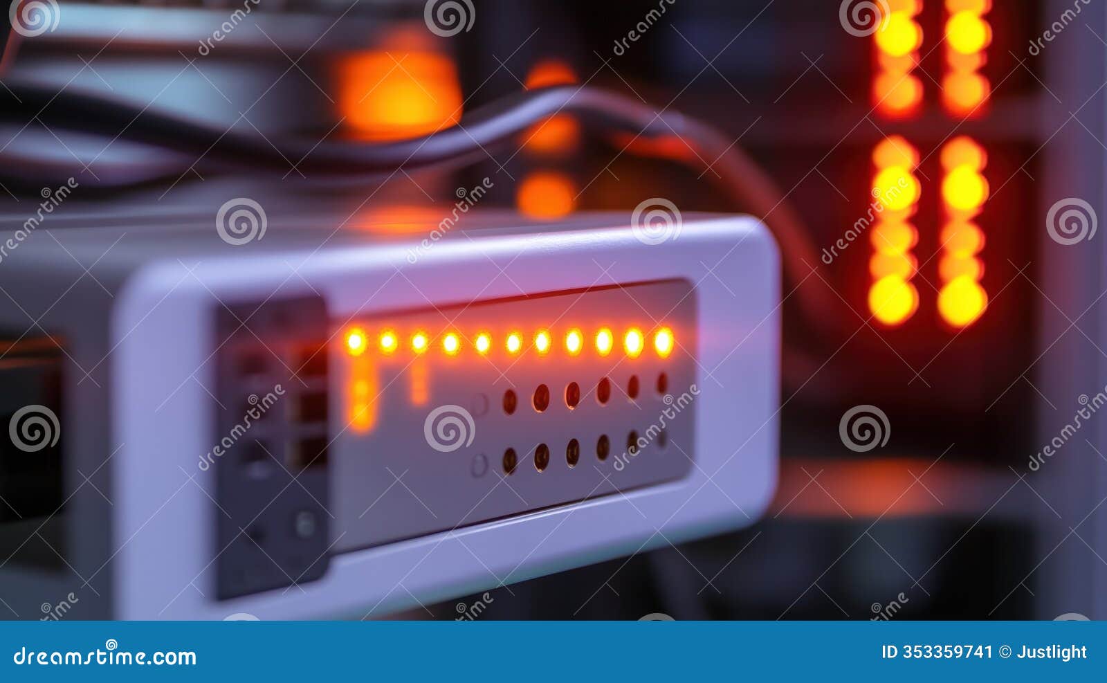 Network Server Equipment Transmitting Data with Flashing Led Lights ...