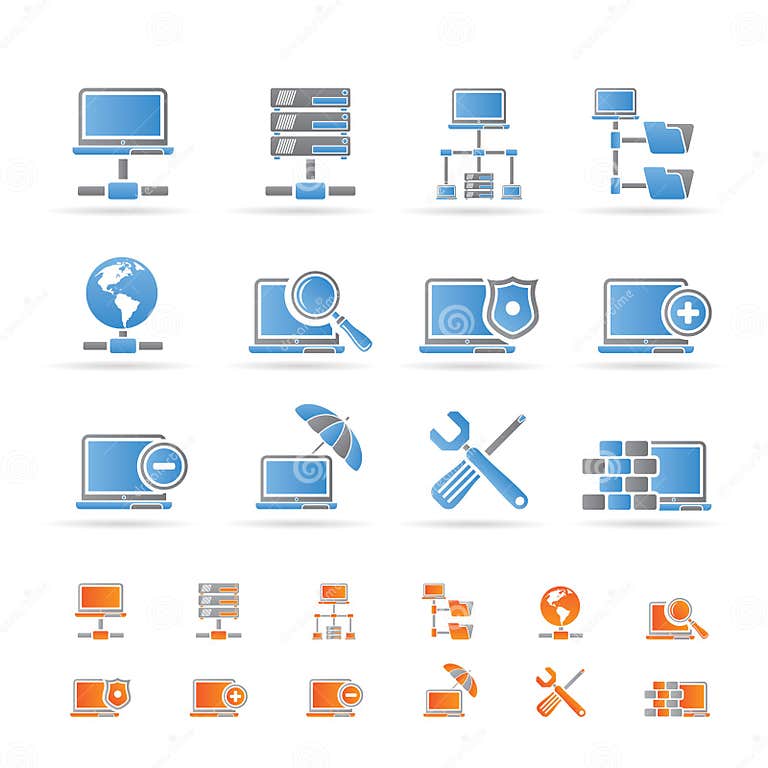 Network, Server and Hosting Icons Stock Vector - Illustration of disk ...