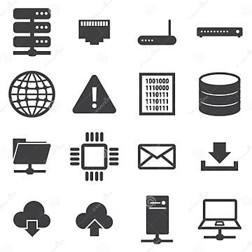 Network and Server Icon Set. Stock Vector - Illustration of firewall ...