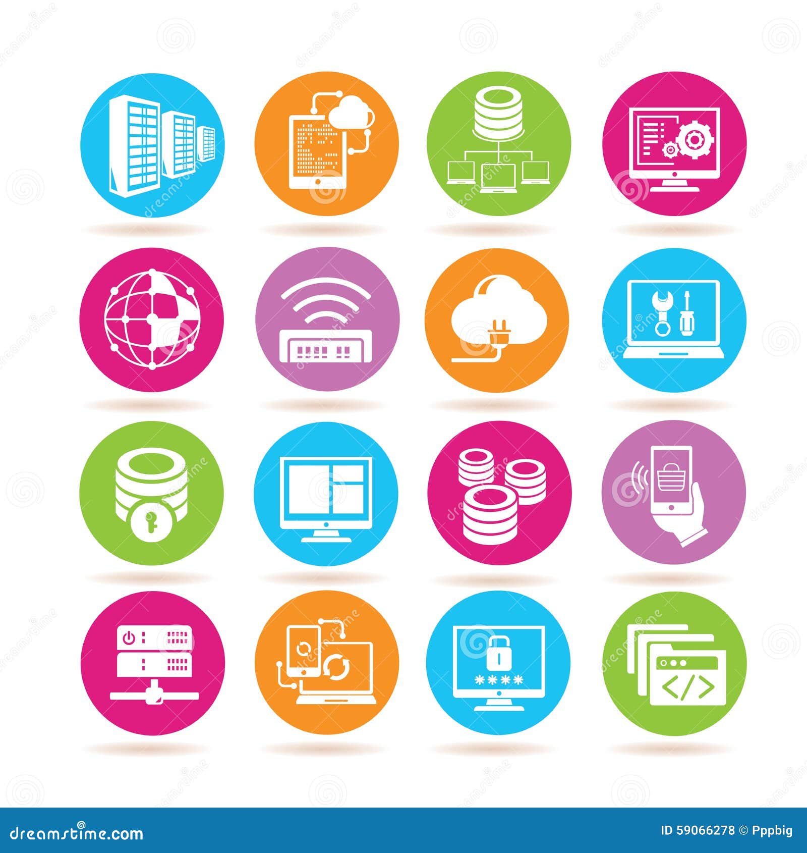 Network and server icons stock illustration. Illustration of data ...