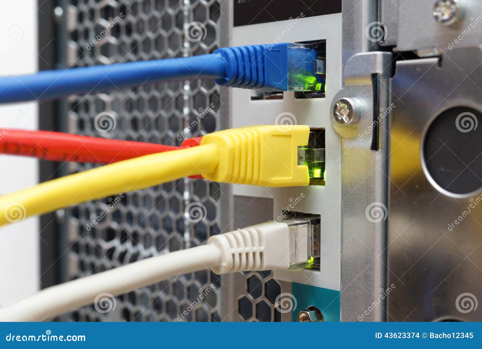 Network Server with Multiple Network Cables Stock Photo - Image of giga ...