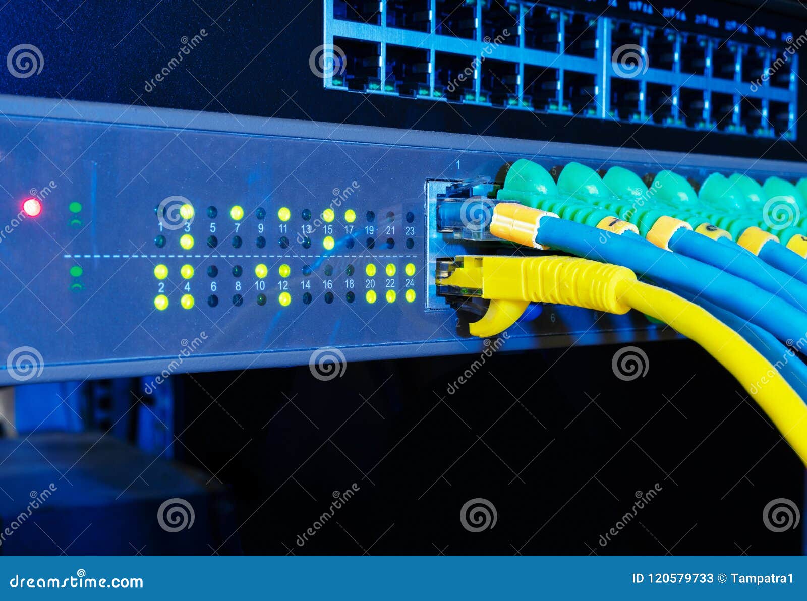 Network Server Panel on Black Background in Technology Concept Stock ...
