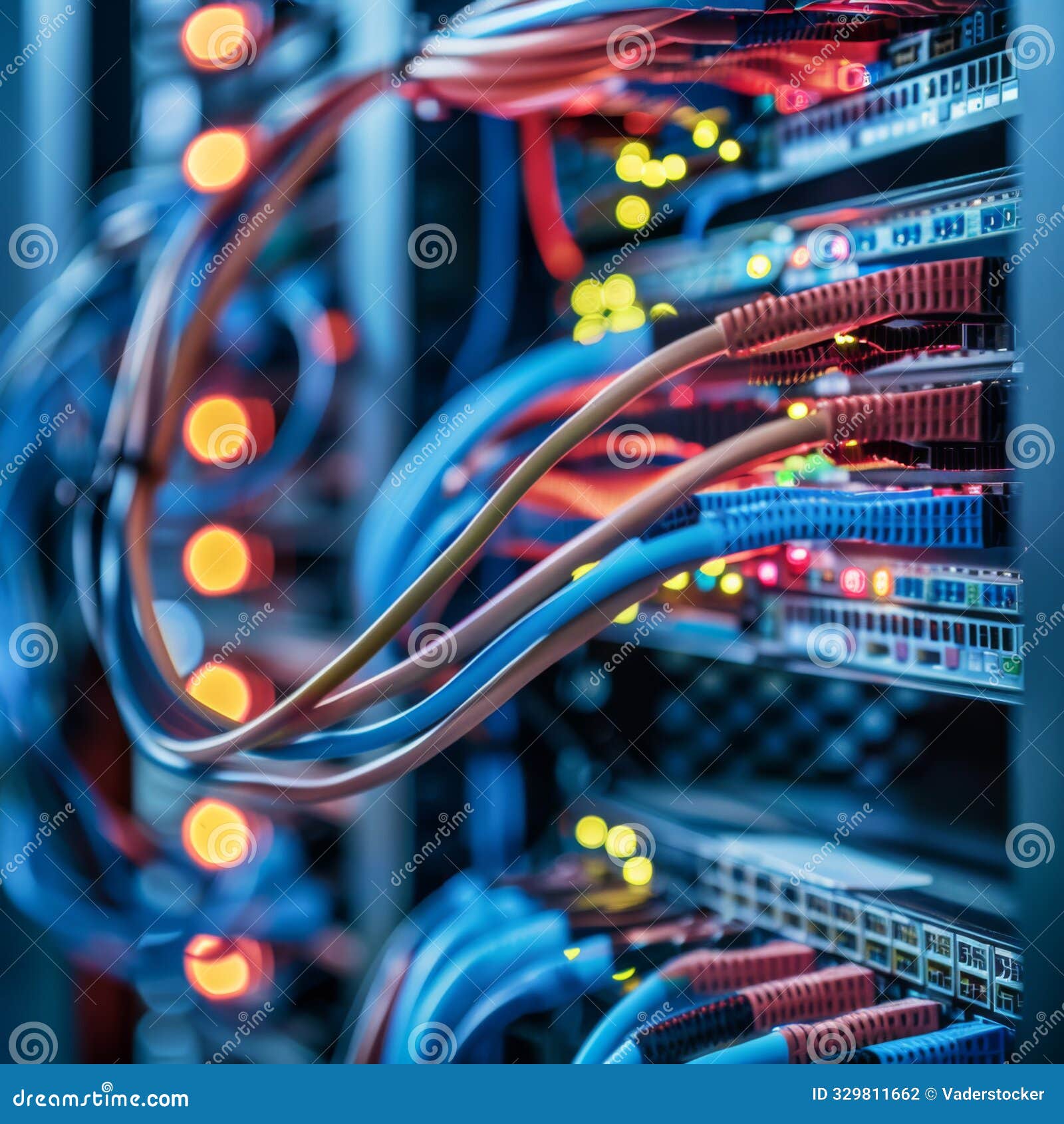 Network Server Rack with Multicolored Cables and Lights Stock ...