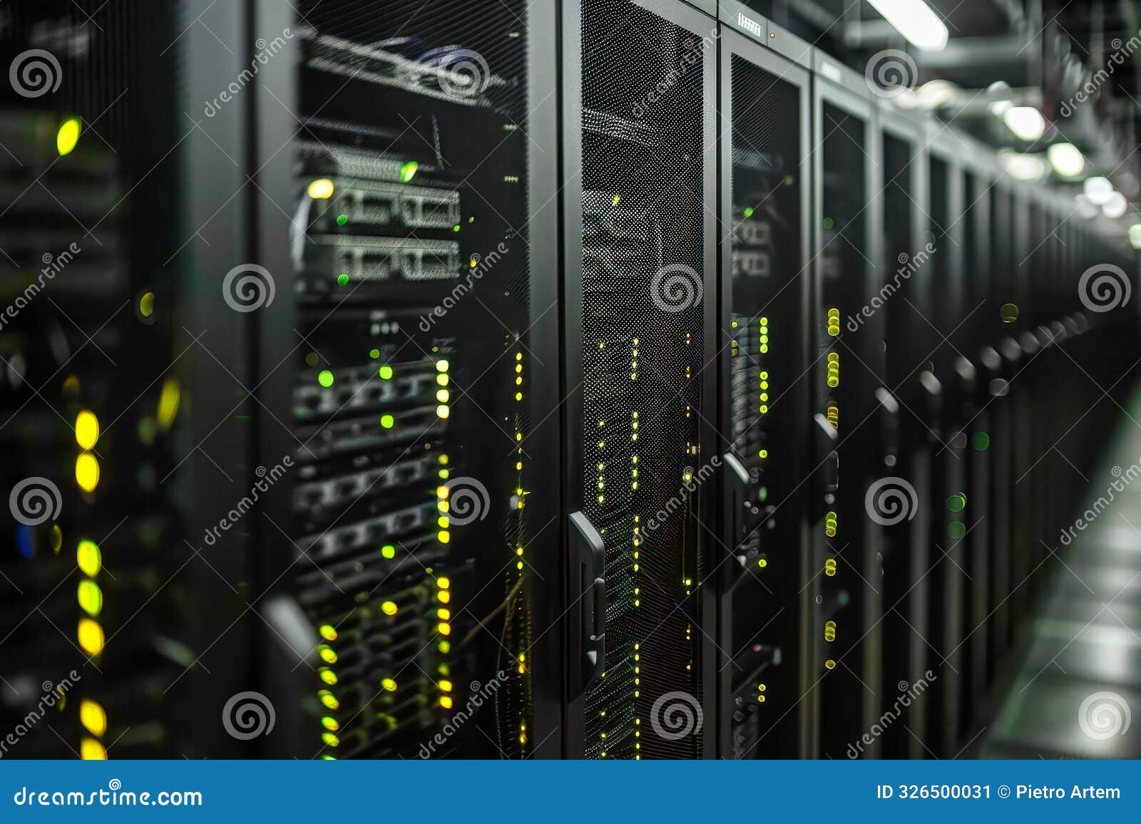 Network Server Racks Glow Bright in a Modern Data Center Stock Image ...