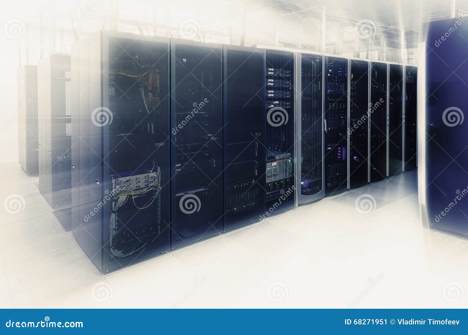 Network Server Room with Computers for Digital Tv Ip Communications and ...