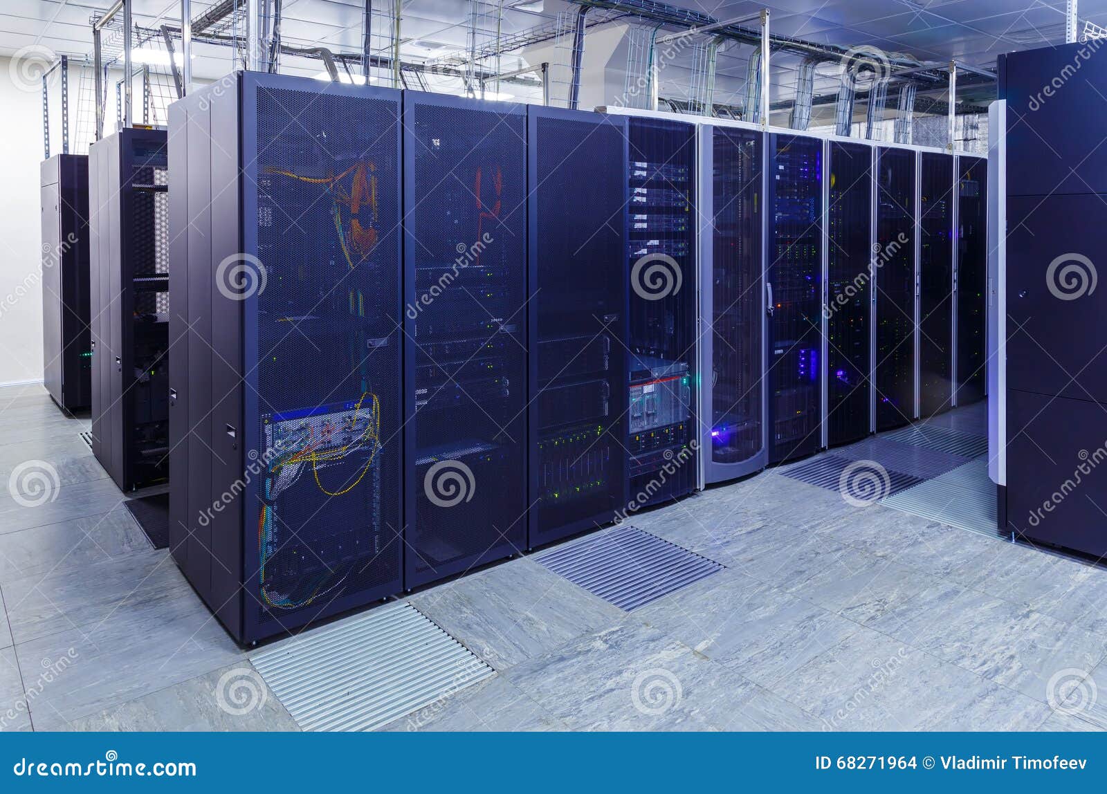 Network Server Room with Computers for Digital Tv Ip Communications and ...