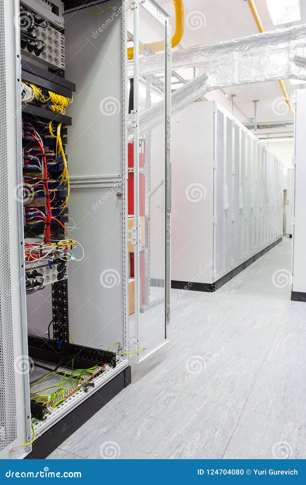 Network Server Room with Computers for Digital Tv Ip Communications and ...