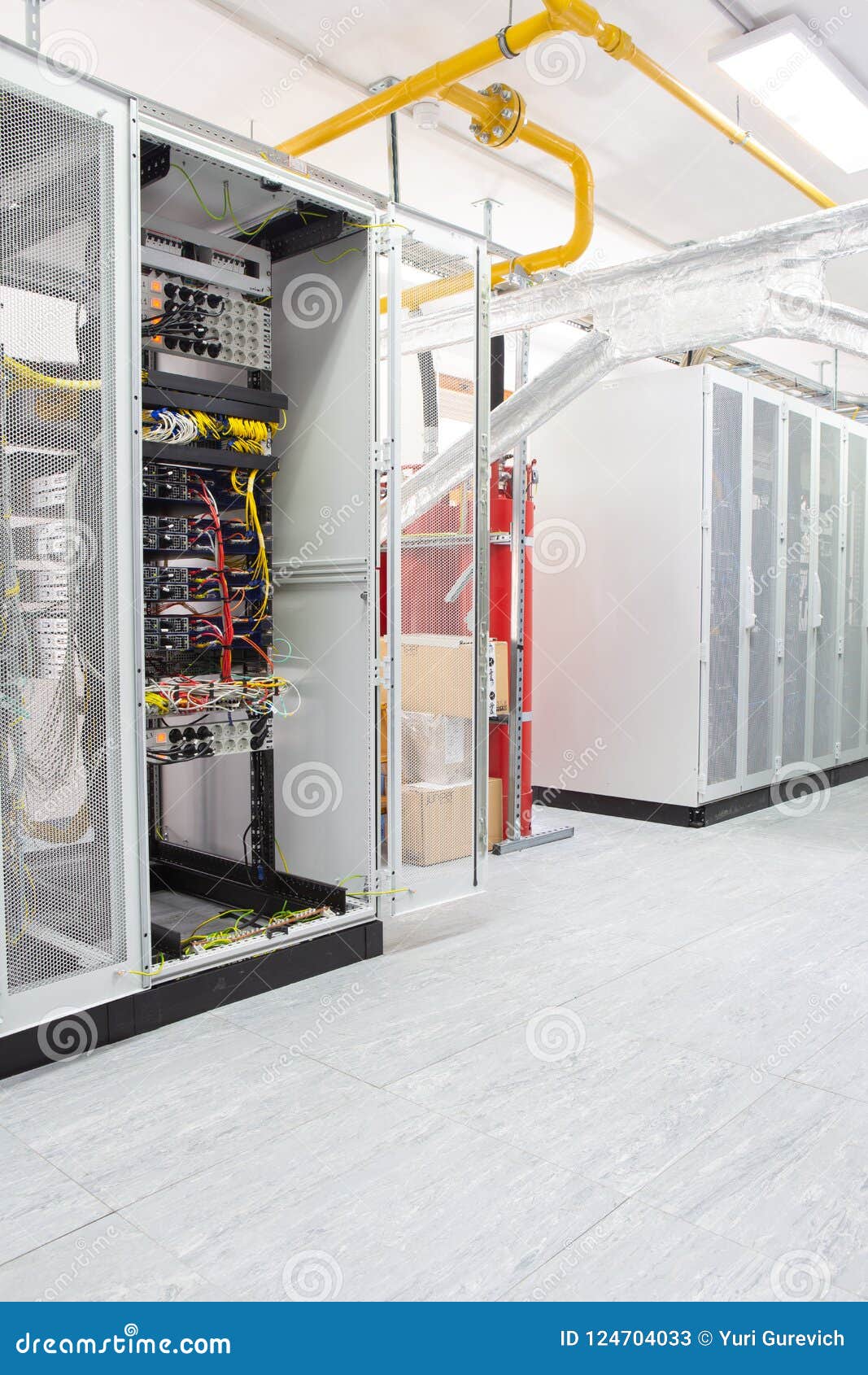 Network Server Room with Computers for Digital Tv Ip Communications and ...