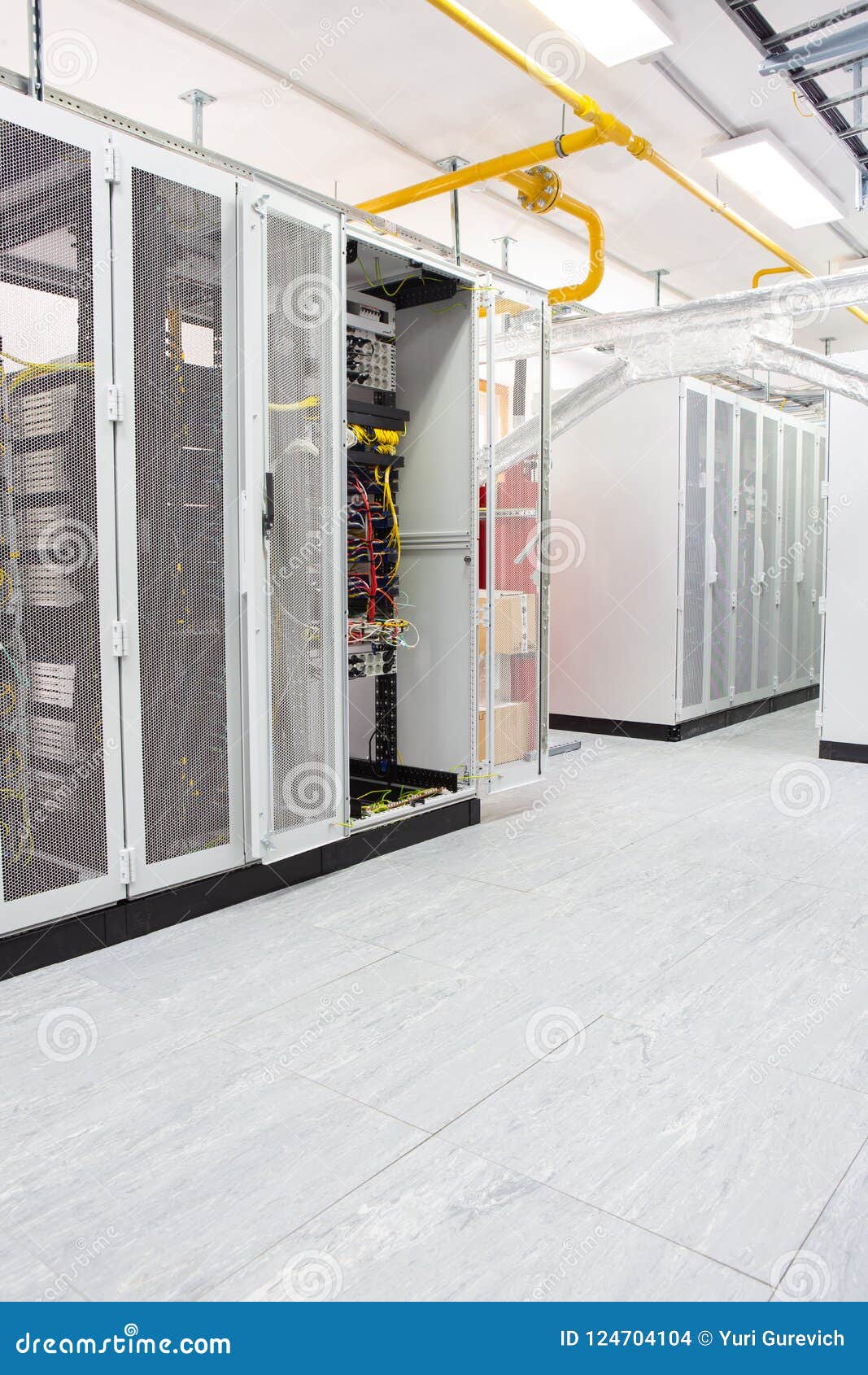 Network Server Room with Computers for Digital Tv Ip Communications and ...