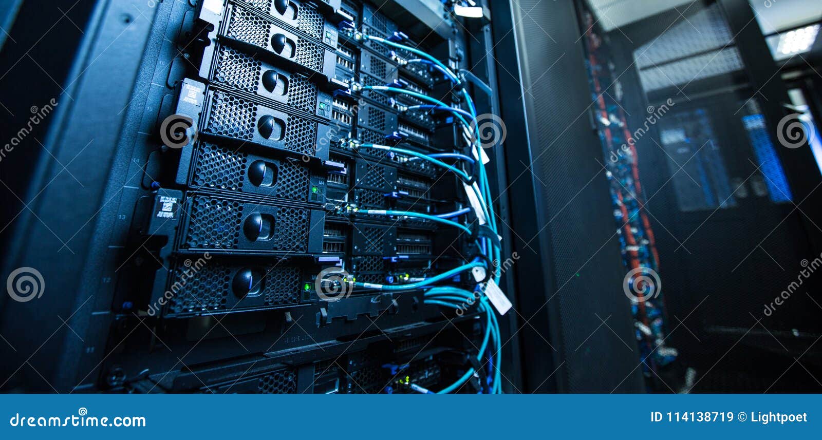 Server Room With Modern Equipment In The Data Center Black And White ...