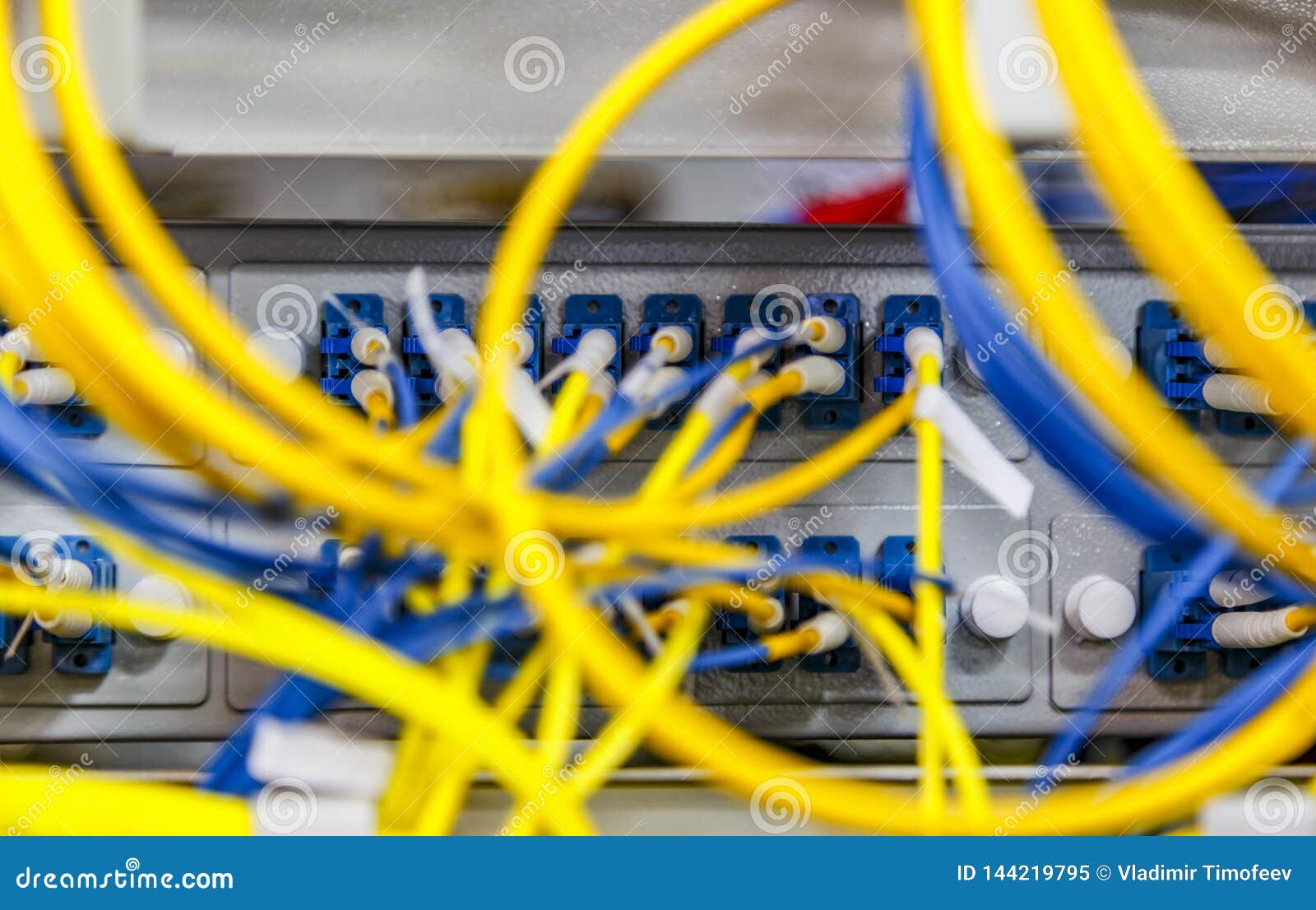 Network Server Room Routers With Fusebox Panel Blurred Front Background ...