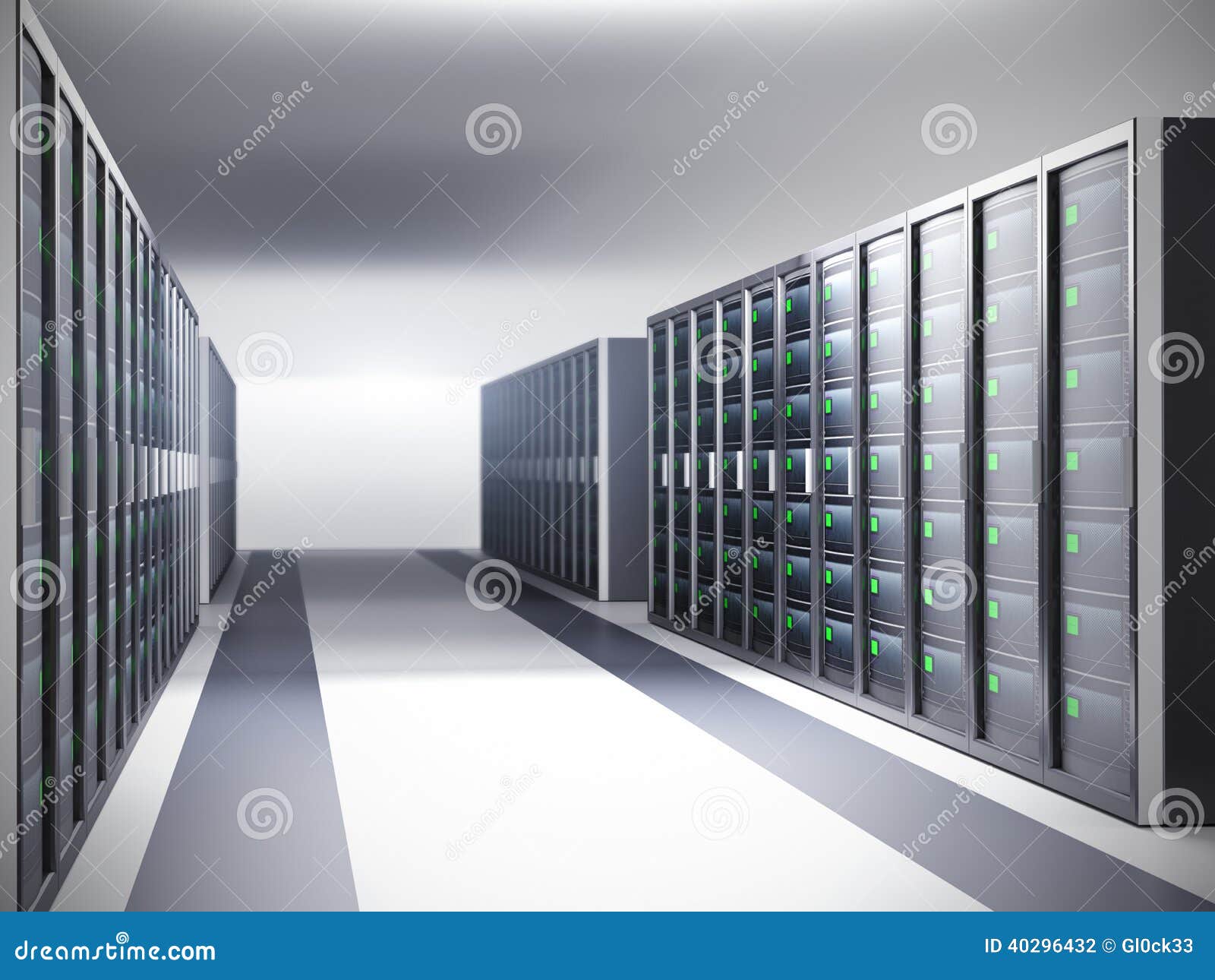 Network Server Room, Row of Servers Stock Illustration - Illustration ...