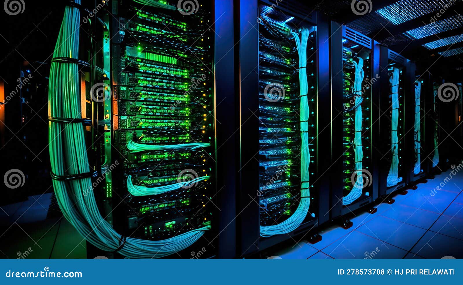 Network Server Room with Servers. Generative Ai Stock Illustration ...