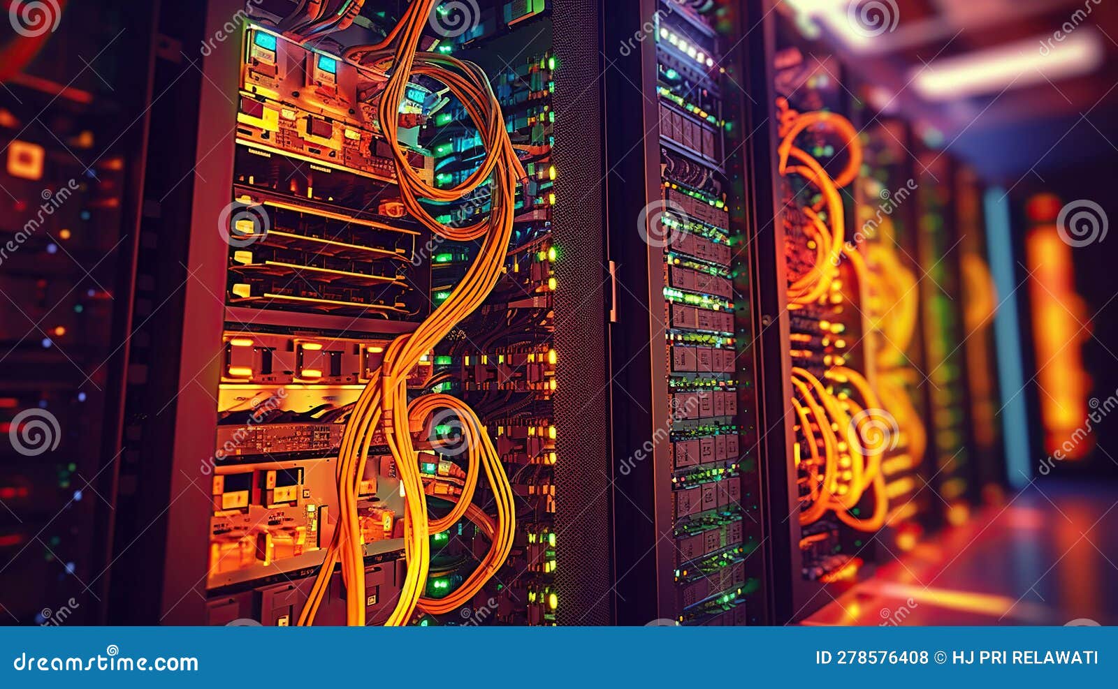 Network Server Room with Servers. Generative Ai Stock Illustration ...