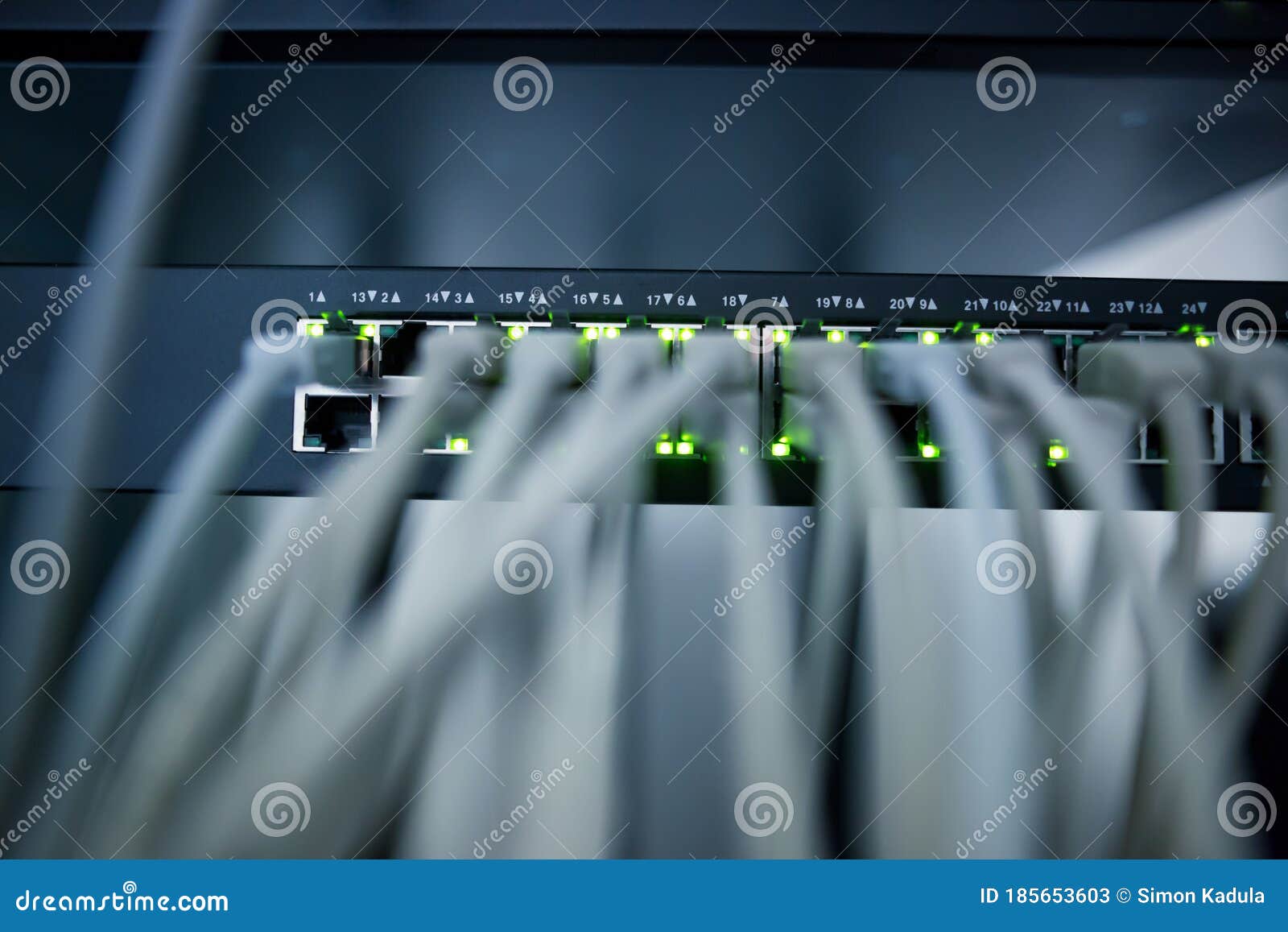 Network Server Room with Servers, High Performance Computers Running ...