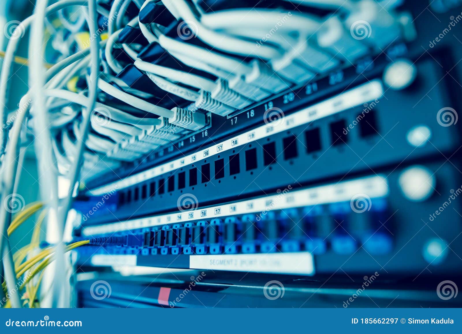 Network Server Room with Servers, High Performance Computers Running ...