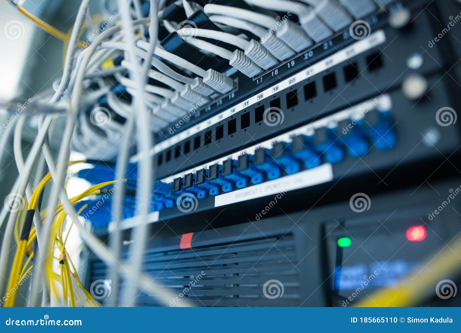 Network Server Room with Servers, High Performance Computers Running ... Network Server Room with Servers, High Performance Computers Running ...