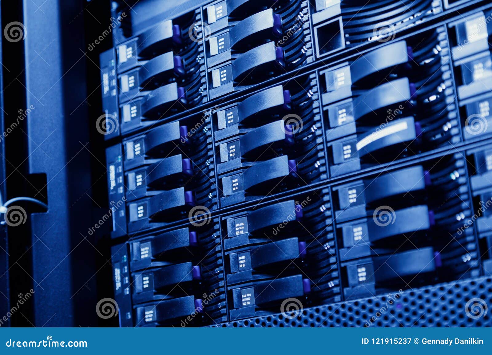 Network Server Room with Servers High Performance Computers Running ...