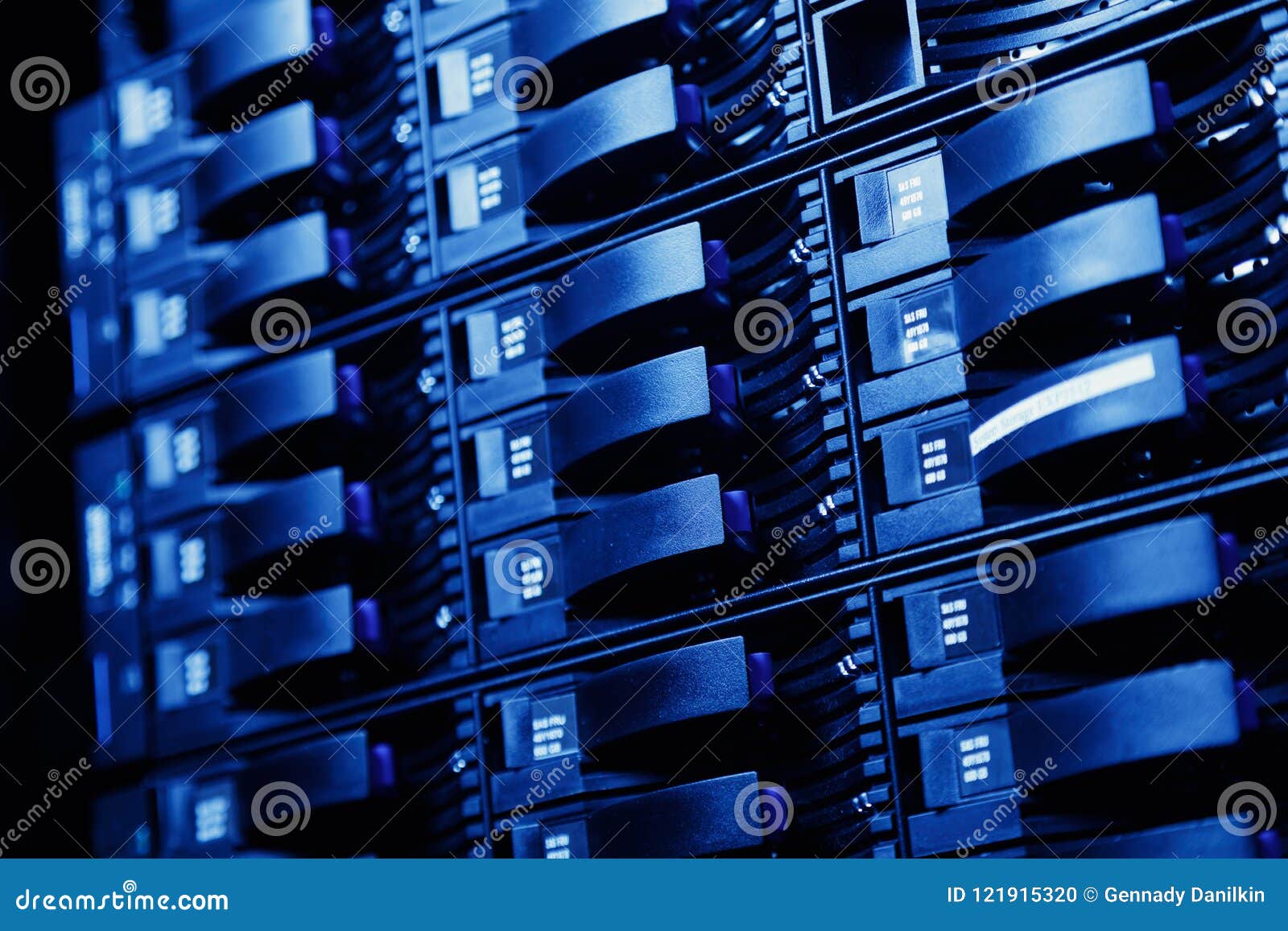 Network Server Room with Servers High Performance Computers Running ...