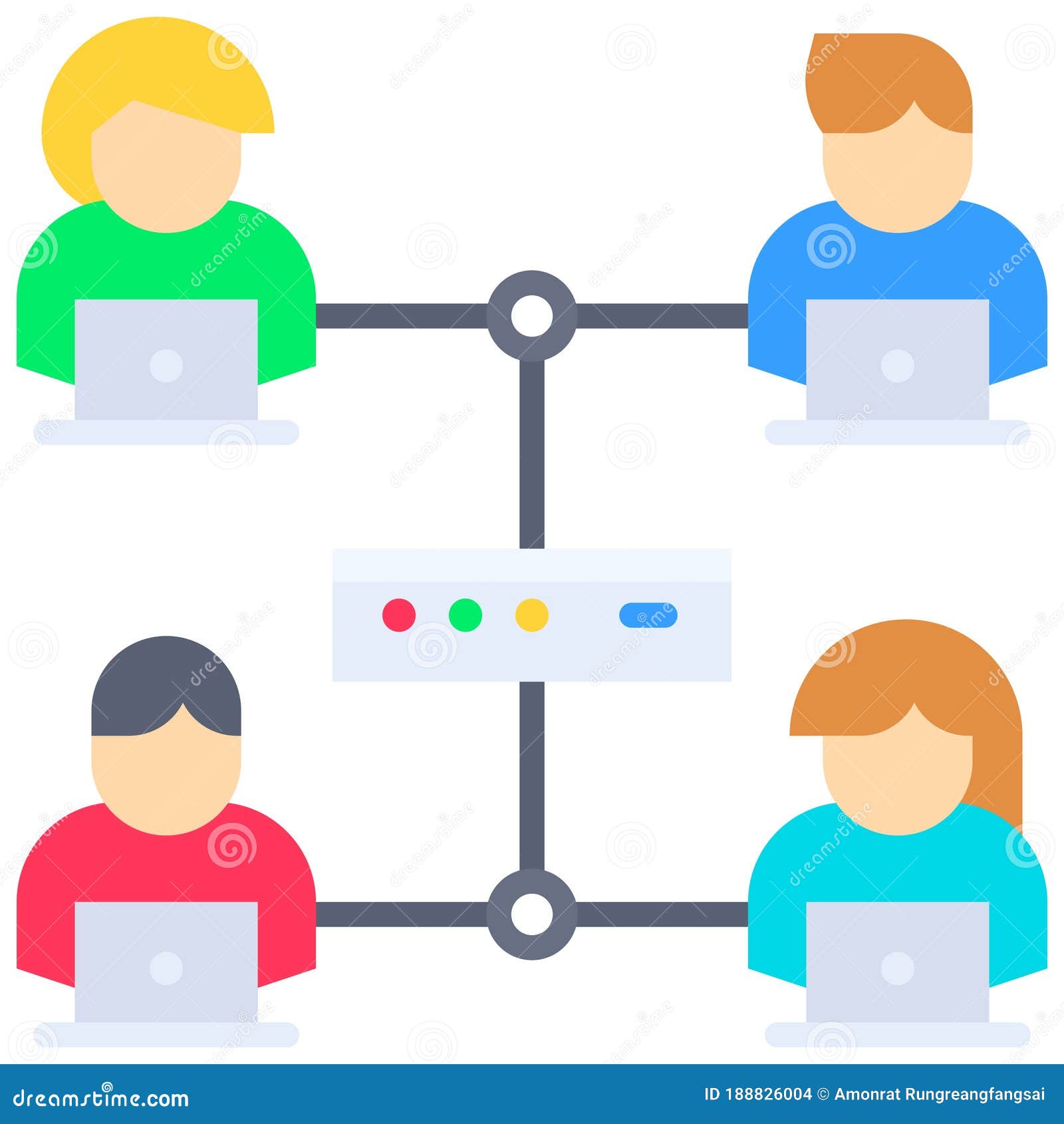 Network Server, Telecommuting or Remote Work Icon, Vector Illustration ...