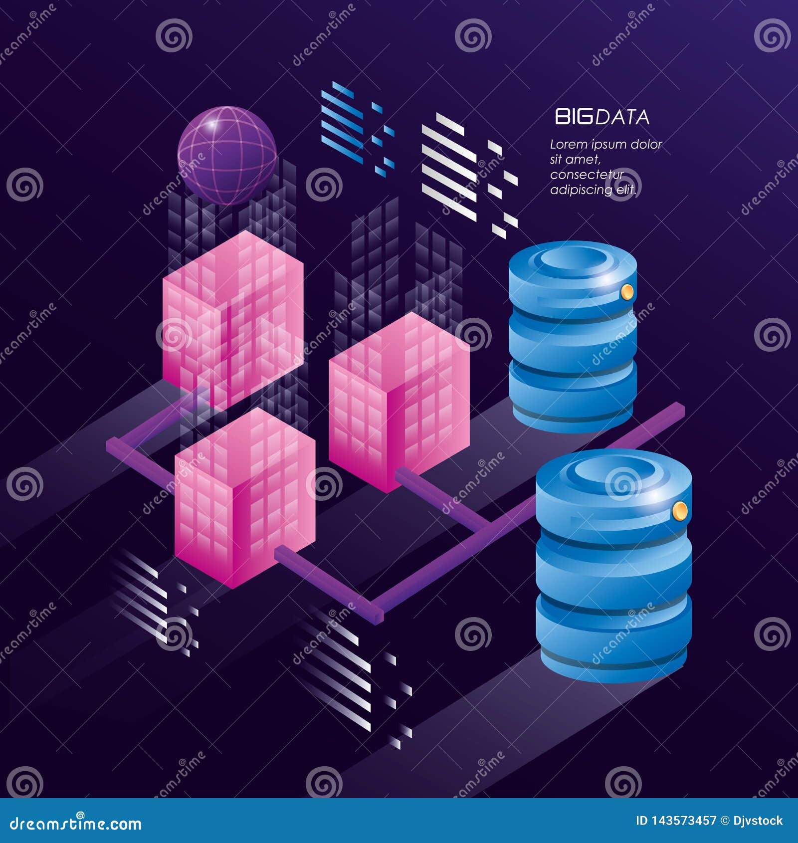 Network Servers with Data Center Icons Stock Illustration ...