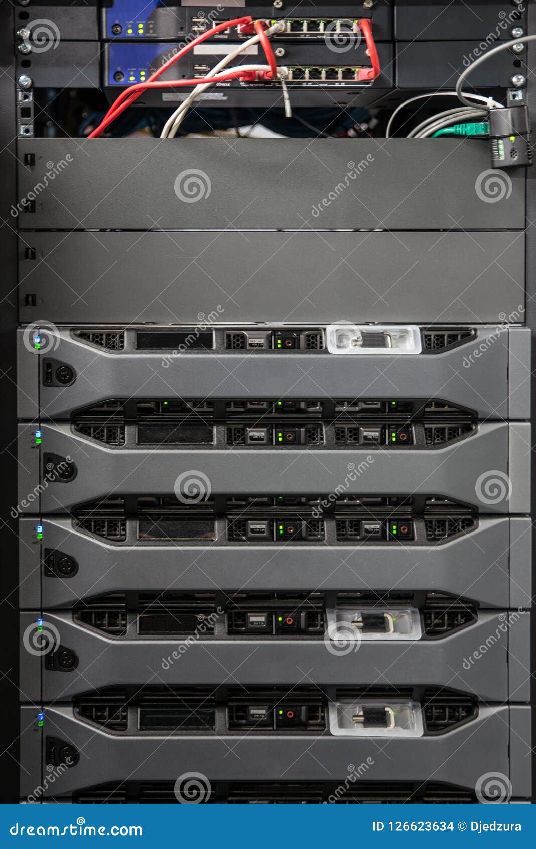 Network Servers in Data Room Stock Photo - Image of system, database ...