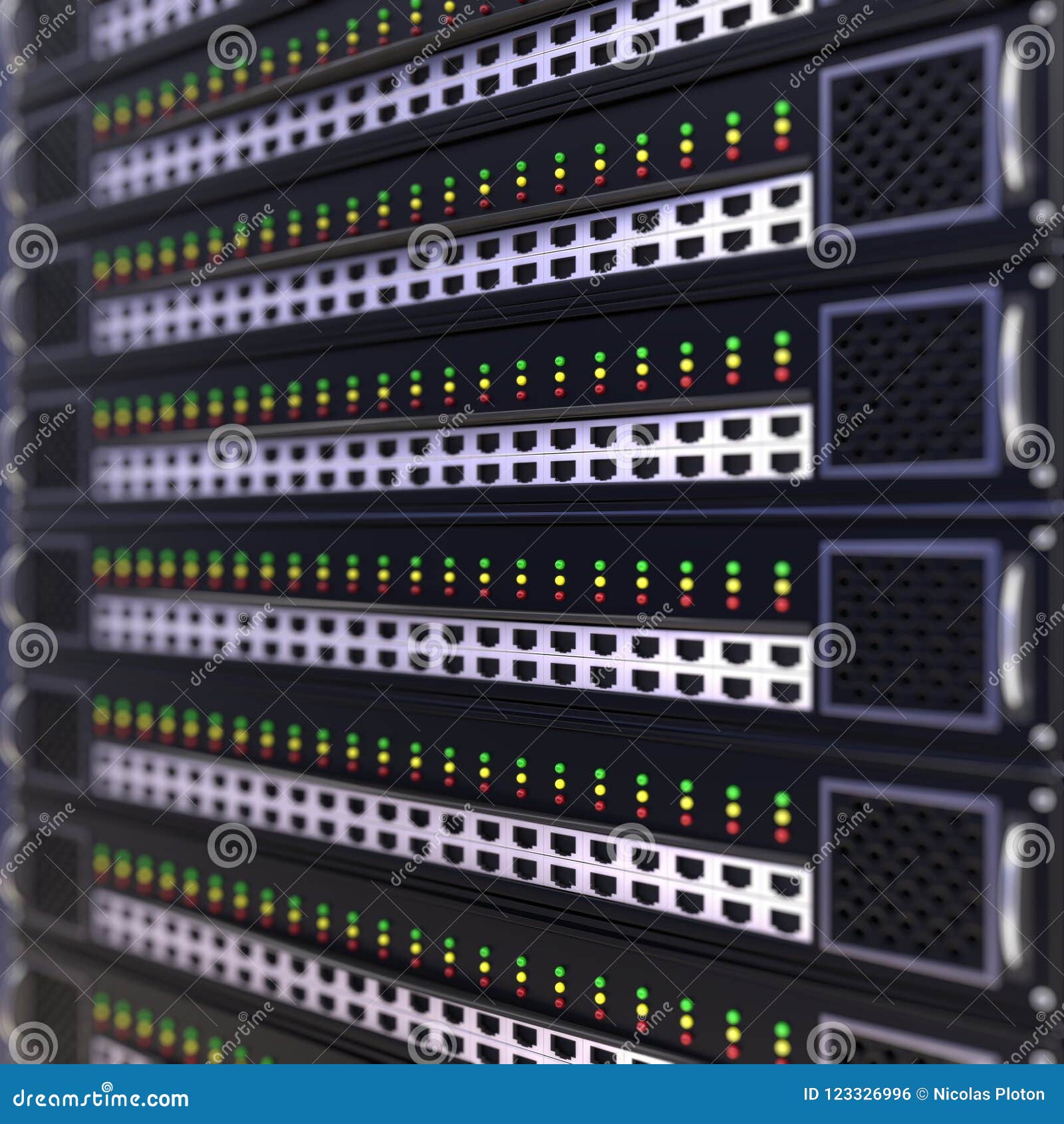 Network Servers with Depth of Field Stock Photo - Image of computer ...
