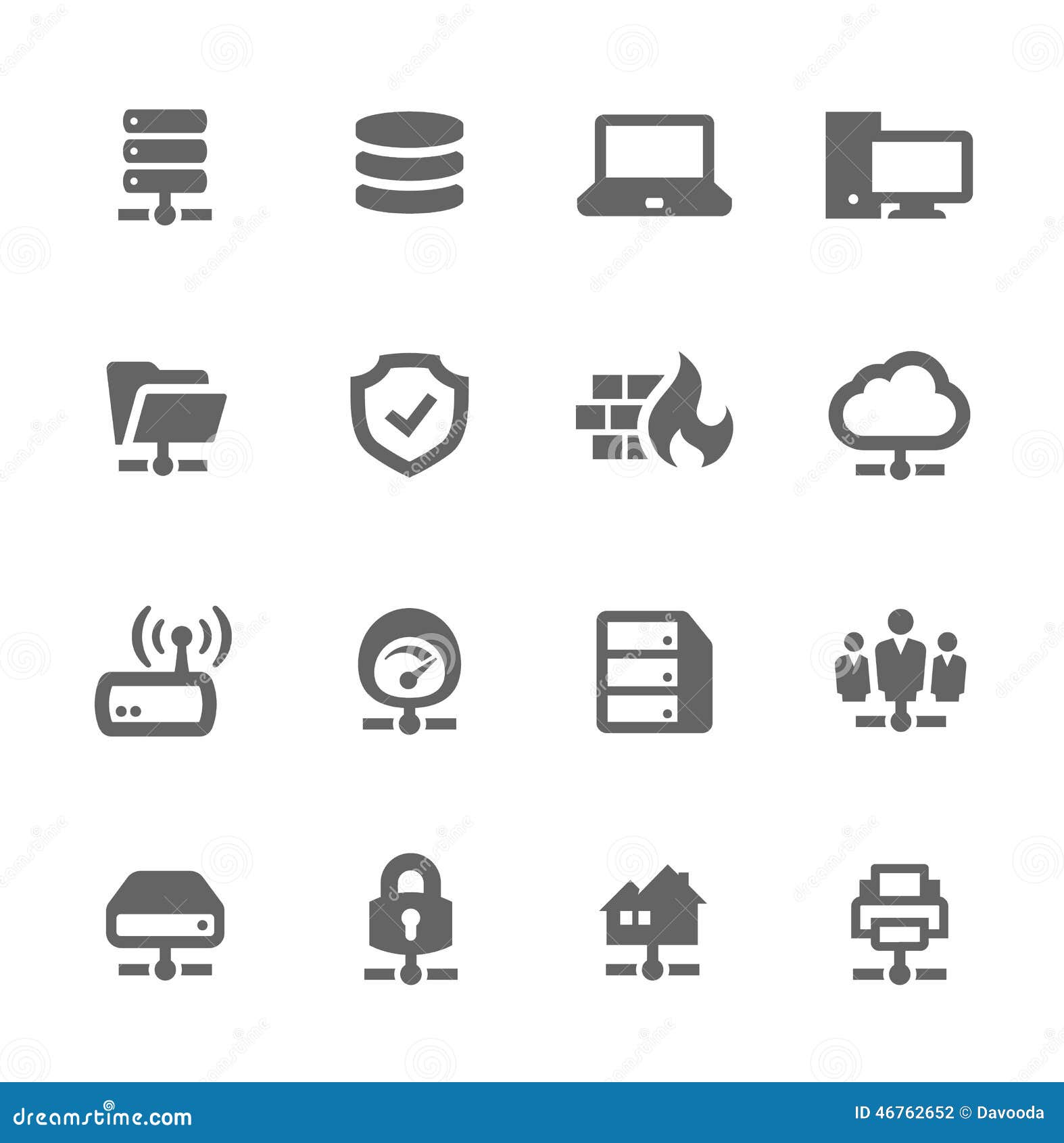 Network and Servers Icons stock vector. Illustration of cloud - 46762652