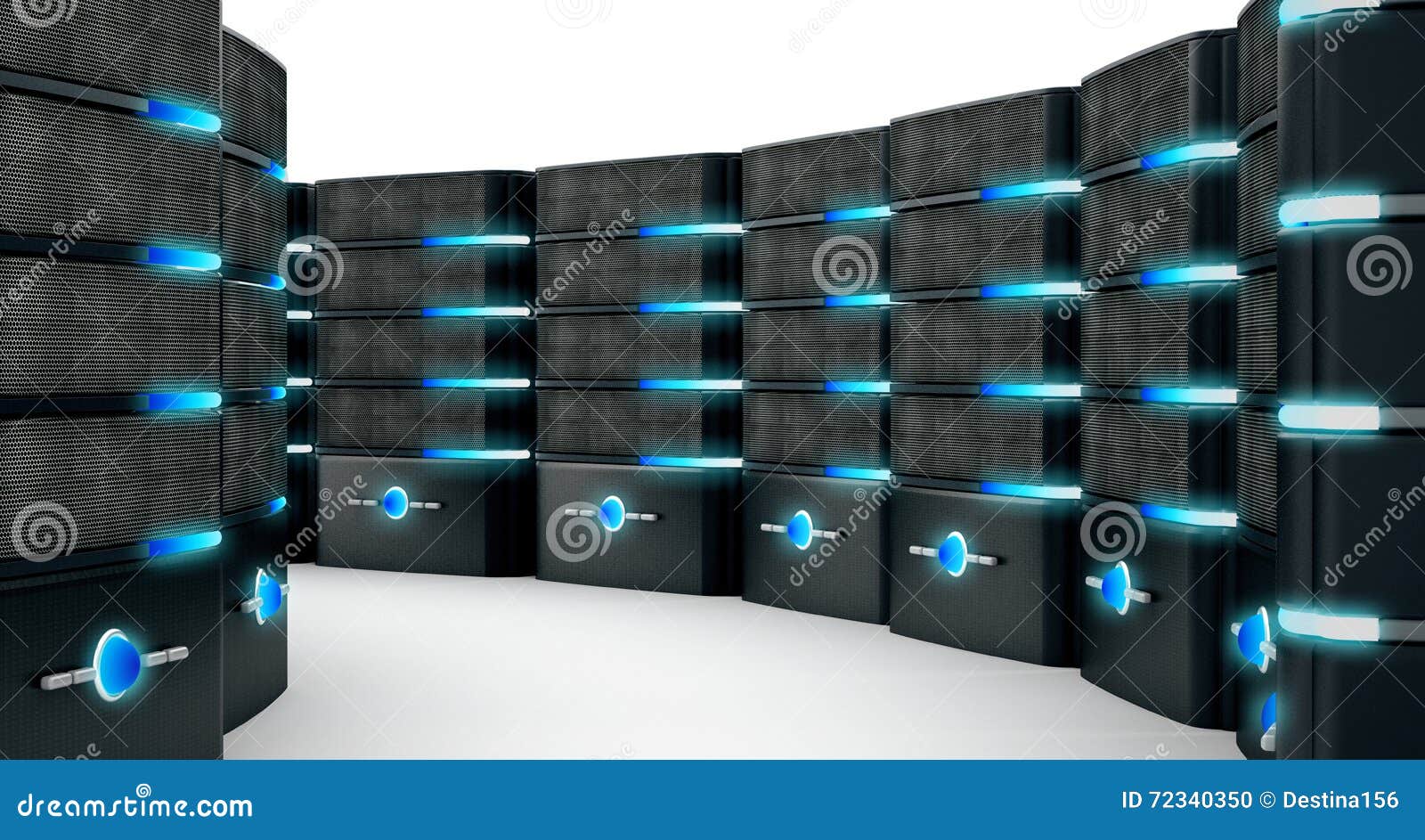 Network Servers Isolated on White Background. 3D Illustration Stock ...