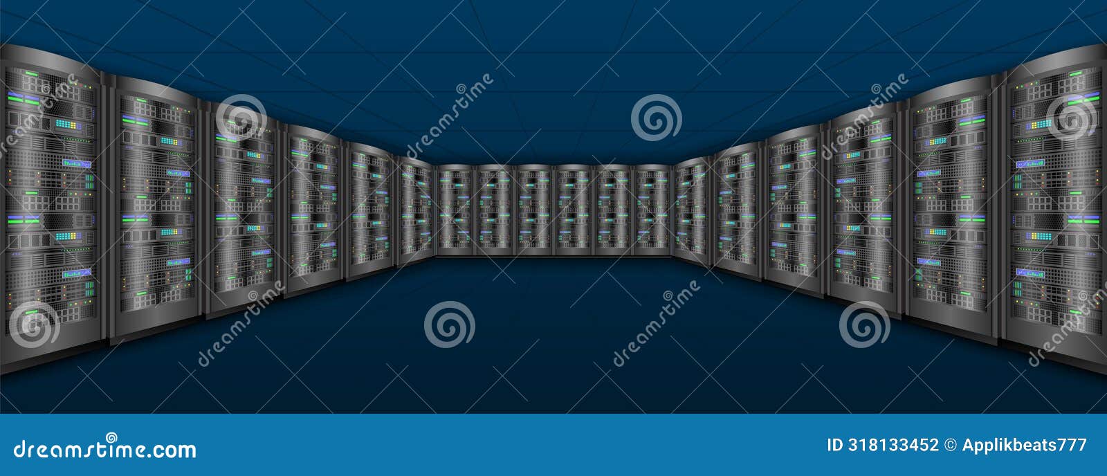 Network Servers Room, Computer Hardware Isolated on White Background ...