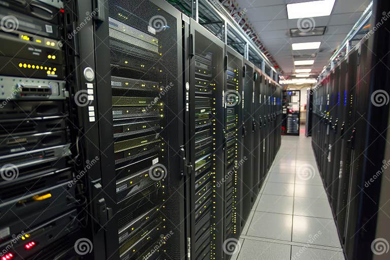 Network Servers Storing Data in a Modern Data Center Stock Image ...
