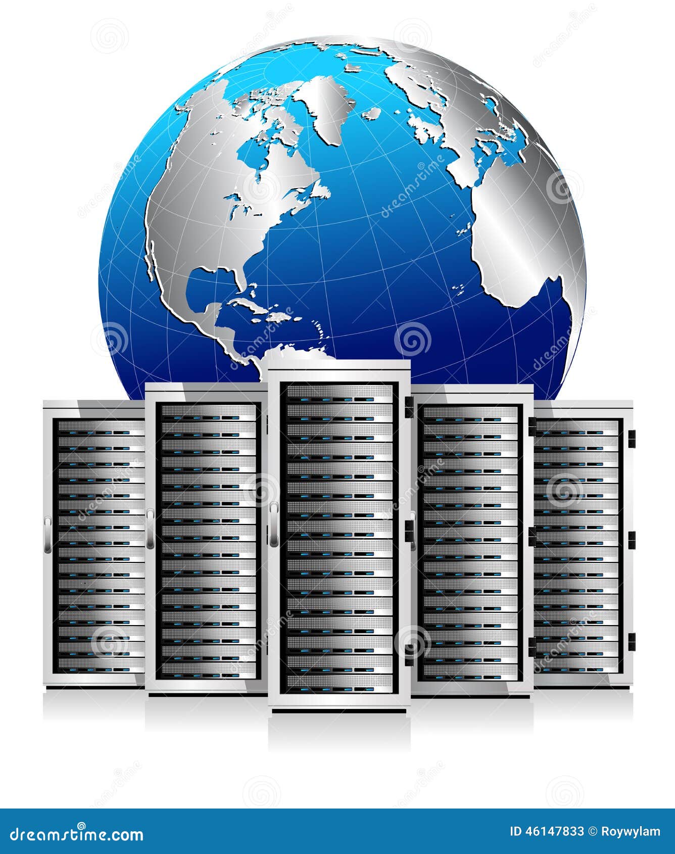 Network Servers with World Globe Stock Vector - Illustration of ...