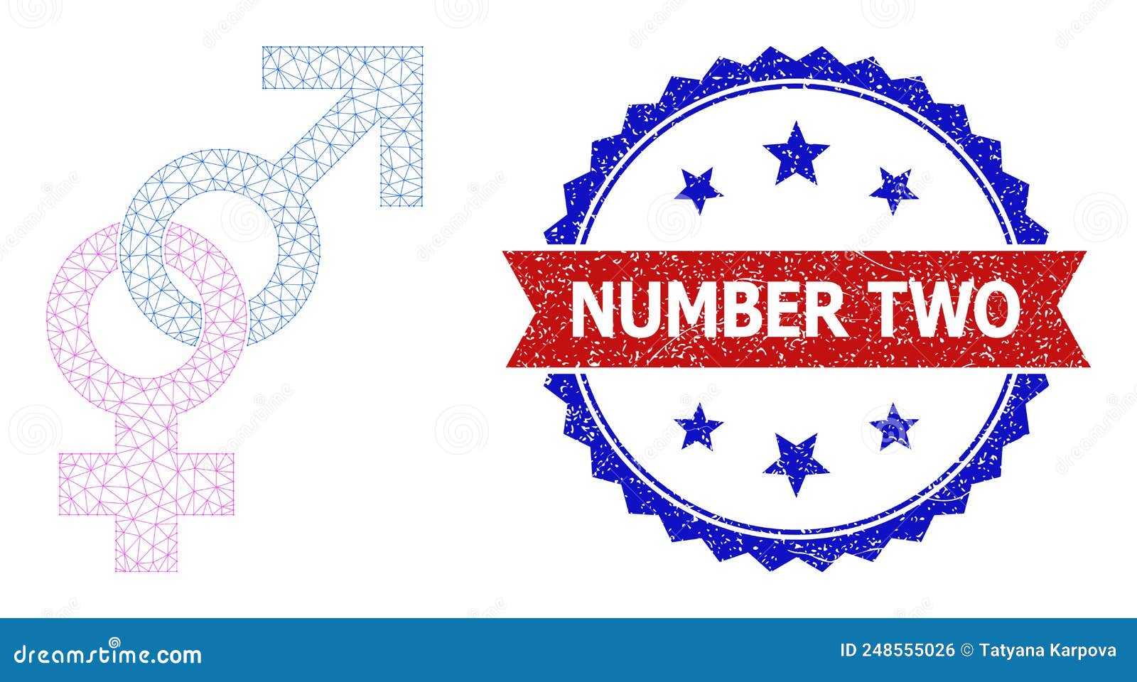 Unclean Bicolor Number Two Watermark And Sex Pair Sign Web Mesh Icon Stock Vector Illustration