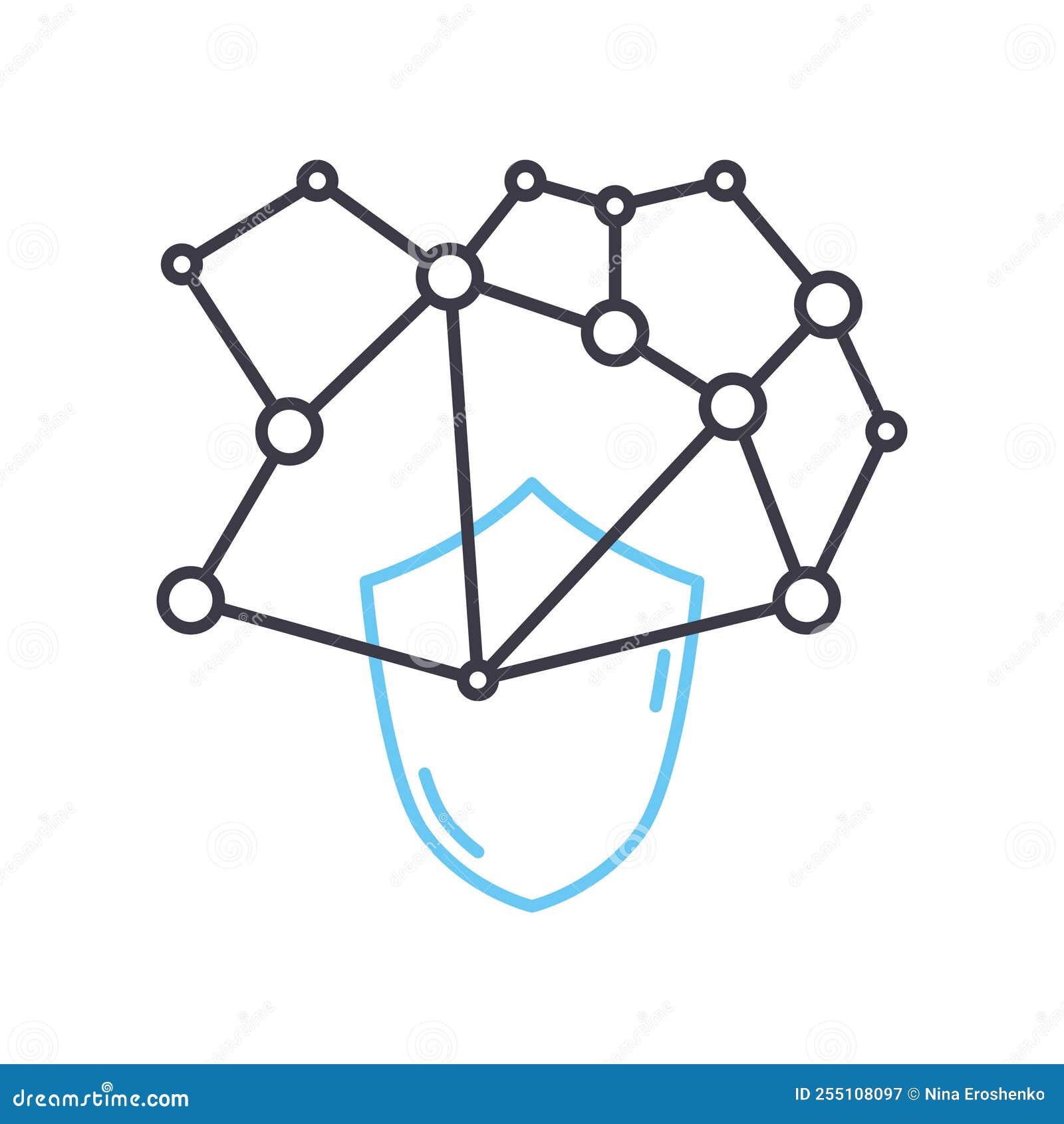 Network Shield Line Icon, Outline Symbol, Vector Illustration, Concept ...