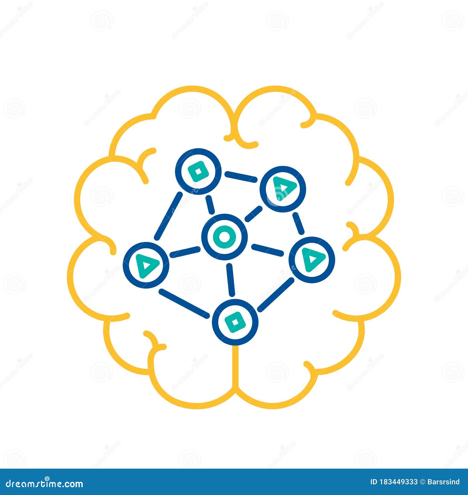Network Sign on Brain Icon Social Media Analysis Stock Illustration ...