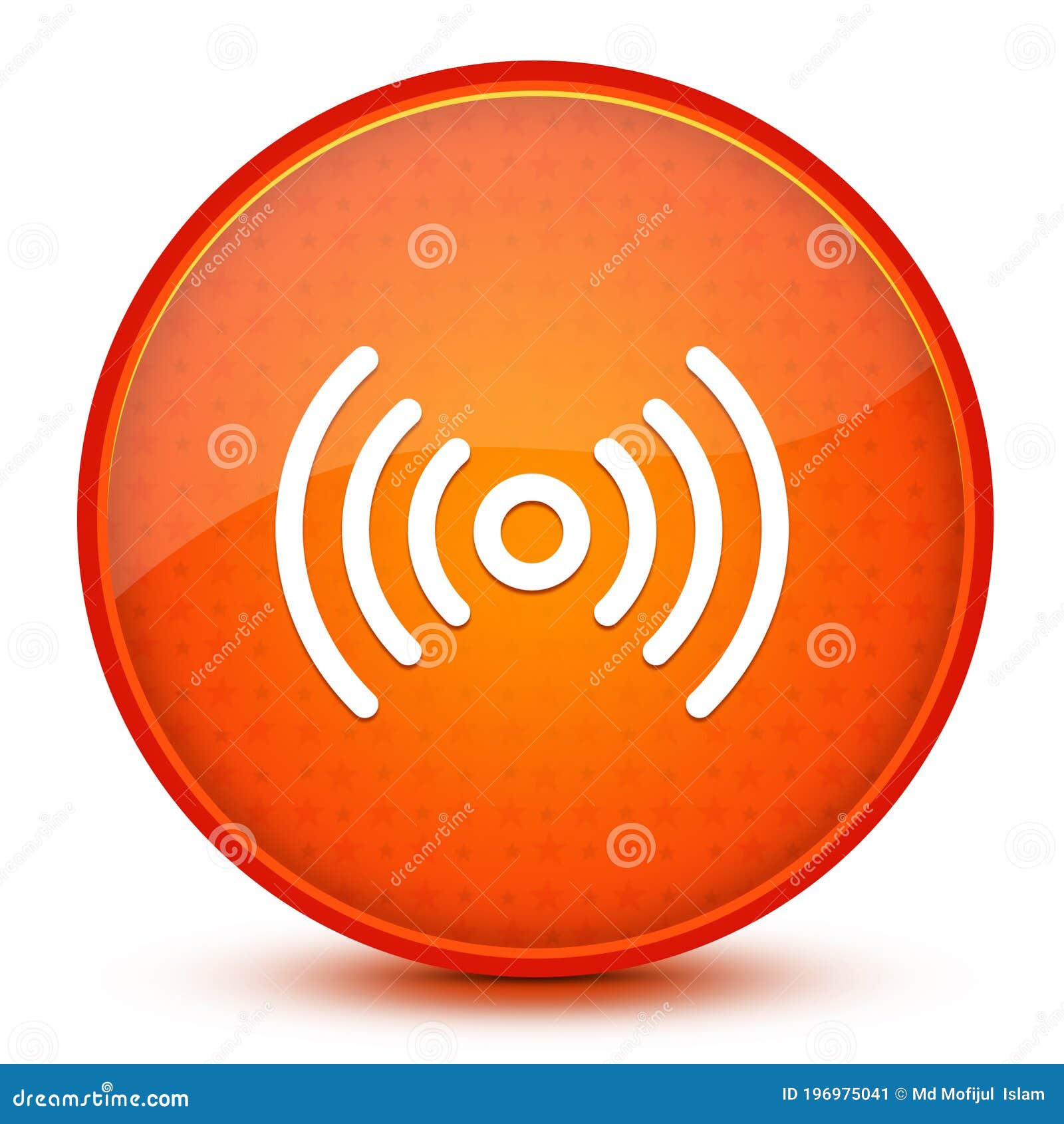 Network Signal Aesthetic Glossy Orange Round Button Abstract Stock ...
