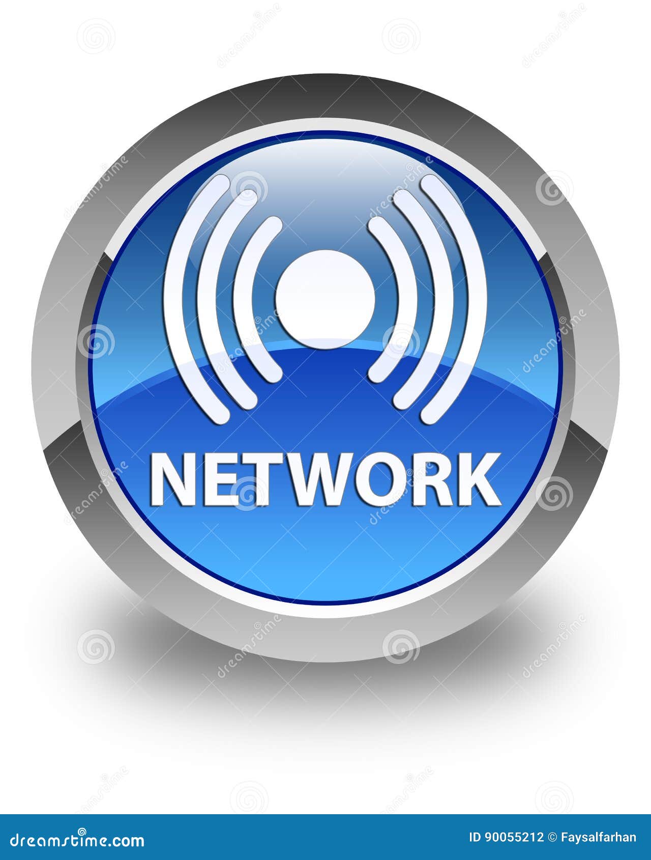 Network (signal Icon) Glossy Blue Round Button Stock Illustration ...