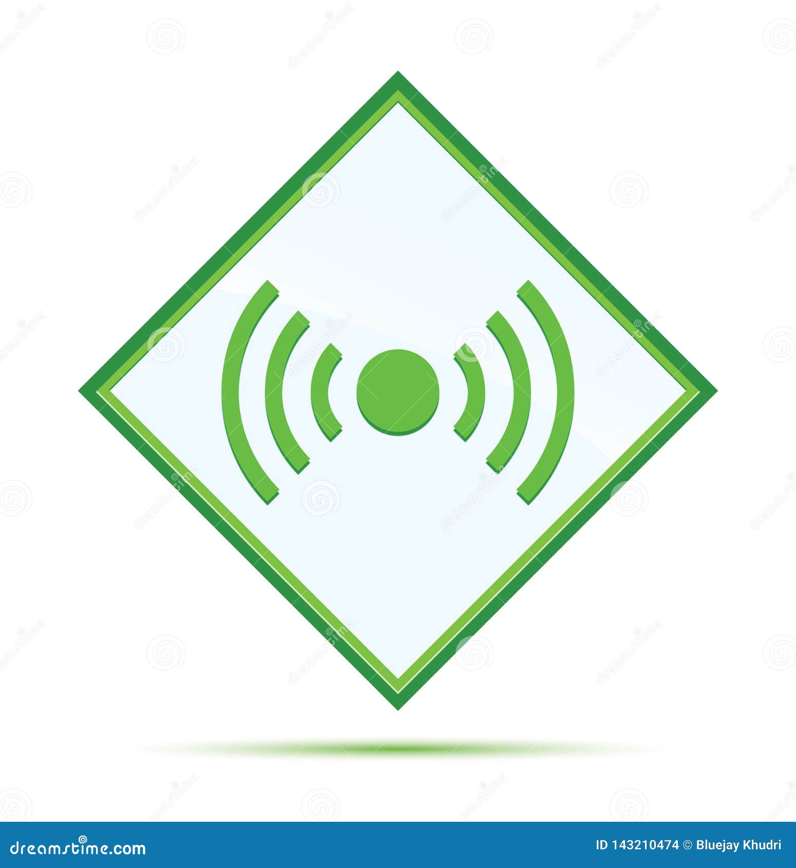 Network Signal Icon Modern Abstract Green Diamond Button Stock ...