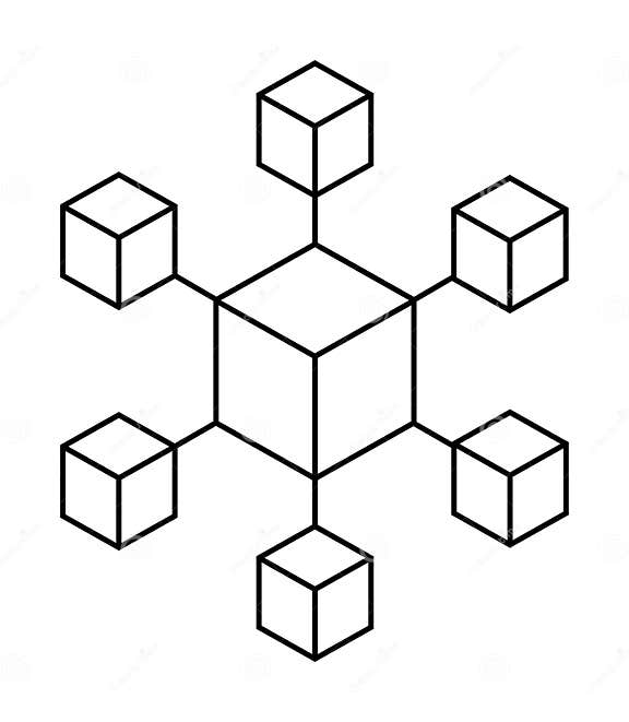 Network of Six Peripheral Cubes Connected To Central Cube Structure ...