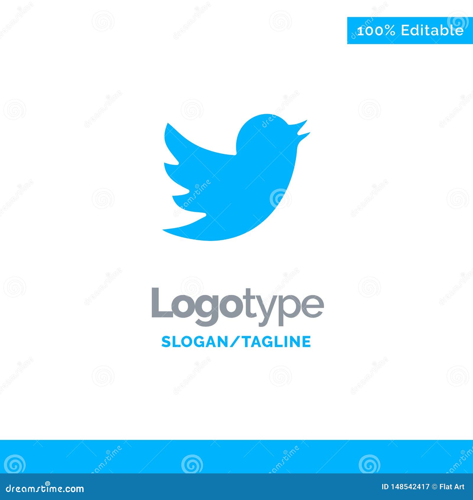 Network, Social, Twitter Blue Solid Logo Template. Place for Tagline ...