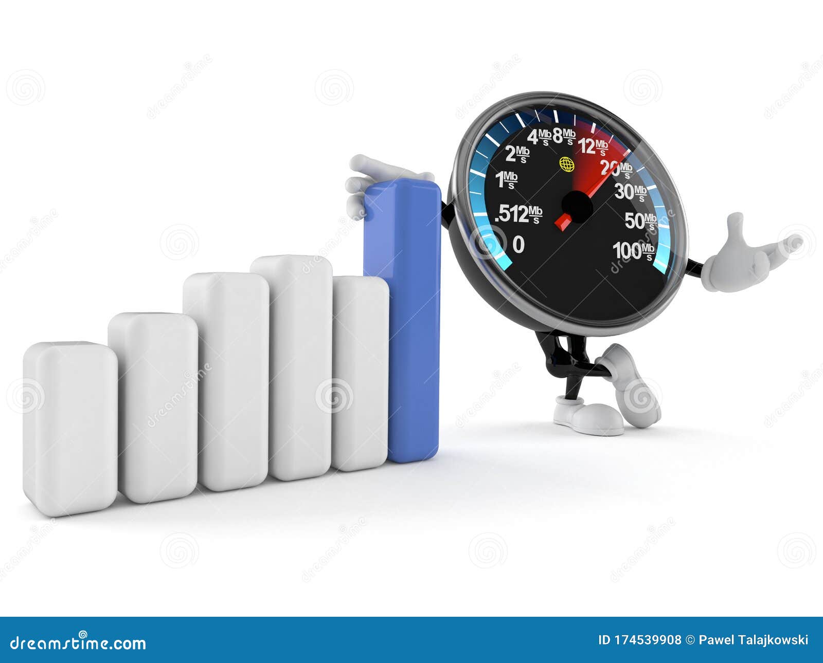 Network Speed Meter Character with Chart Stock Illustration ...